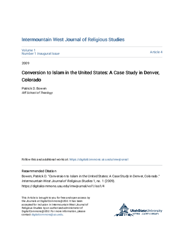(PDF) Conversion to Islam in the United States: A Case Study in Denver ...