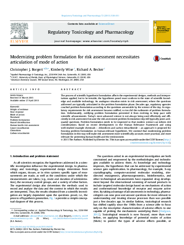 (PDF) Modernizing problem formulation for risk assessment necessitates ...