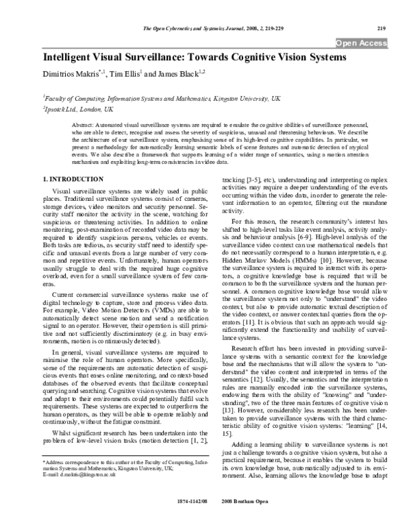 (PDF) Intelligent Visual Surveillance: Towards Cognitive Vision Systems