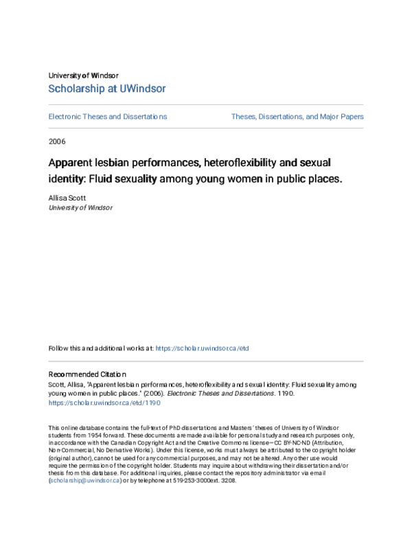 (PDF) Apparent lesbian performances, heteroflexibility and sexual ...