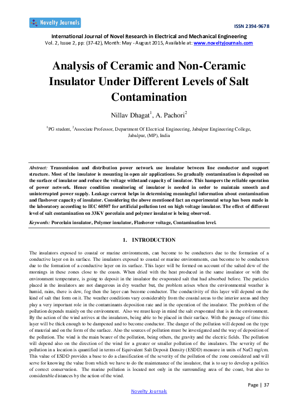 (PDF) Analysis of Ceramic and Non-Ceramic Insulator Under Different ...