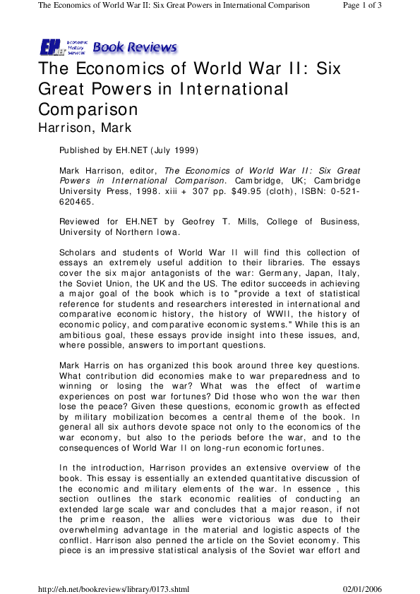 (PDF) The Economics of World War II: Six Great Powers in International ...
