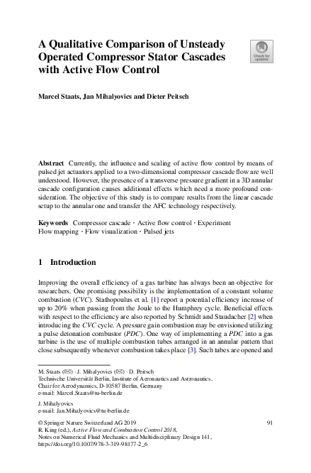 Pdf A Qualitative Comparison Of Unsteady Operated Compressor Stator