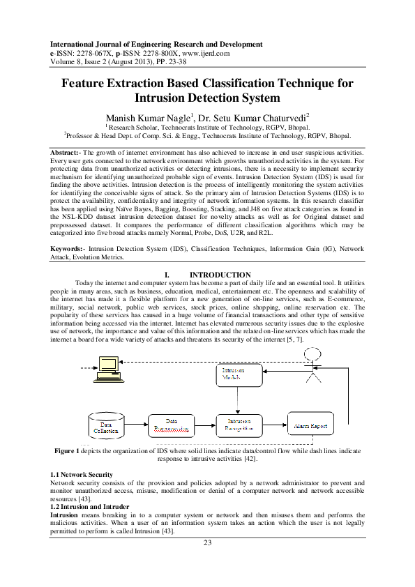 (PDF) Feature Extraction Based Classification Technique for Intrusion Detection System