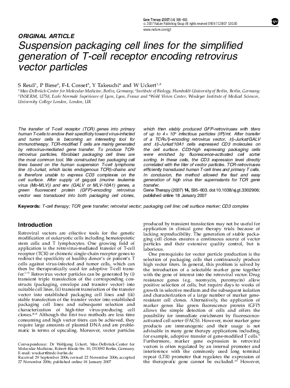 (PDF) Suspension packaging cell lines for the simplified generation of ...
