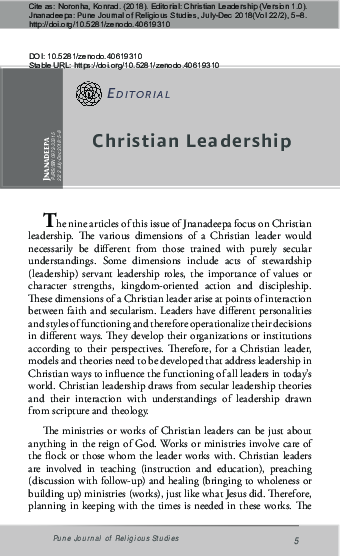 (PDF) Editorial: Christian Leadership