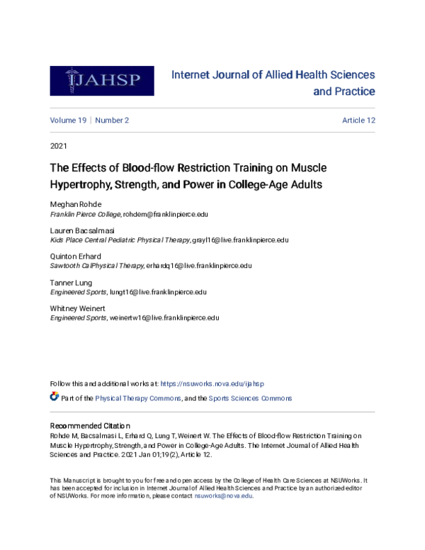 (PDF) The Effects of Blood-flow Restriction Training on Muscle ...