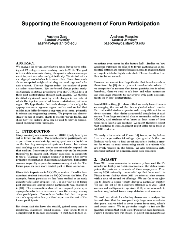 (PDF) Supporting the Encouragement of Forum Participation | Aashna Garg ...