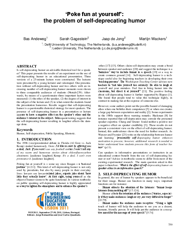 (PDF) 'Poke fun at yourself': the problem of self-deprecating humor