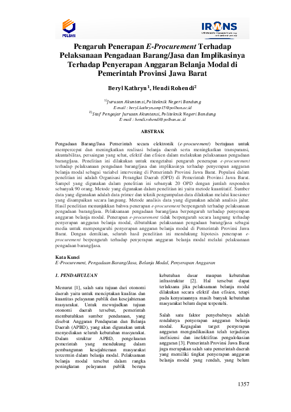 (PDF) Pengaruh Penerapan E-Procurement Terhadap Pelaksanaan Pengadaan Barang/Jasa dan ...