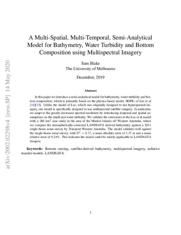 (PDF) photic -- A Multi-Spatial, Multi-Temporal, Semi-Analytical Model for Bathymetry, Water ...