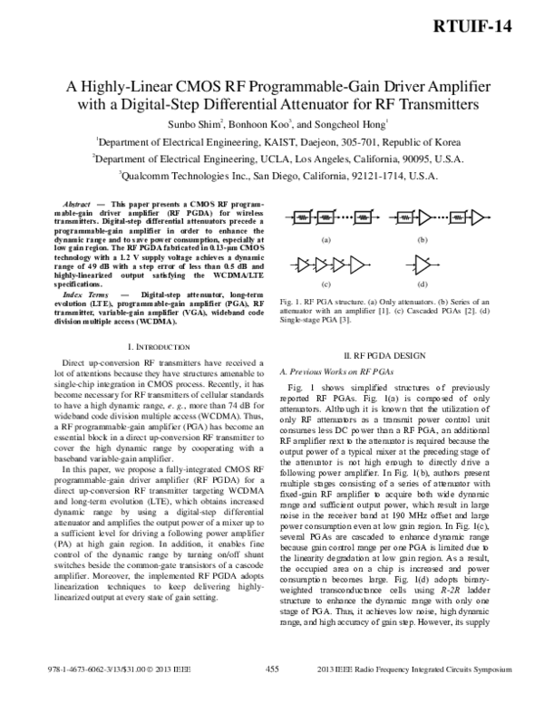 (PDF) A highly-linear CMOS RF programmable-gain driver amplifier with a digital-step ...