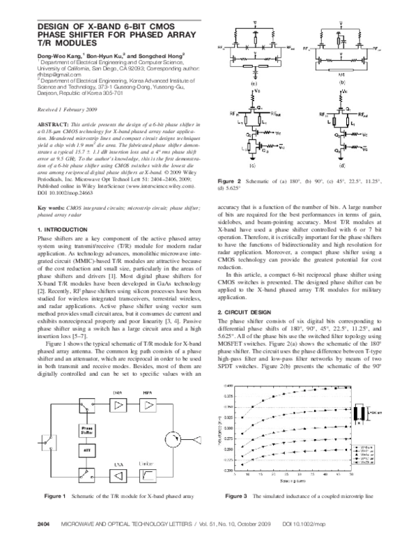 (PDF) Design of X-band 6-bit CMOS phase shifter for phased array T/R ...