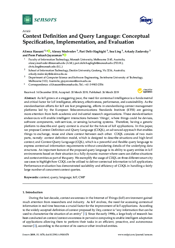(PDF) Context Definition and Query Language: Conceptual Specification, Implementation, and ...