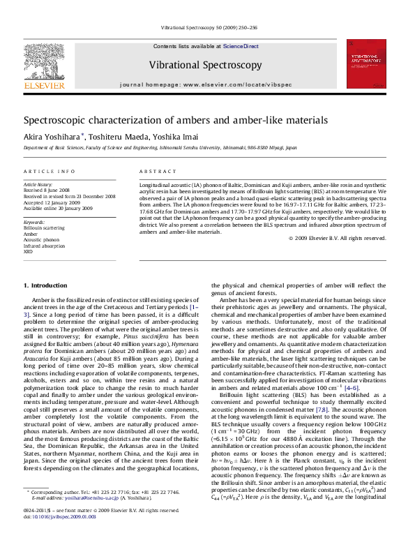 (PDF) Spectroscopic characterization of ambers and amber-like materials