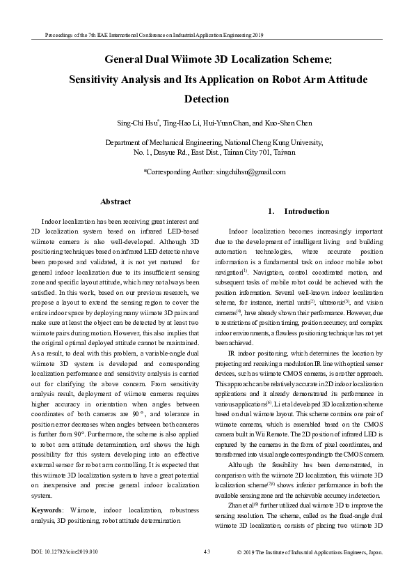 (PDF) General Dual Wiimote 3D Localization Scheme: Sensitivity Analysis ...