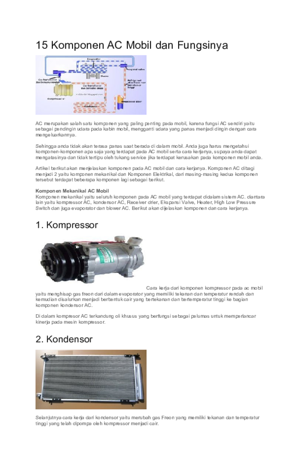 (DOC) Komponen AC Mobil dan Fungsinya