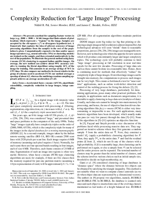 (PDF) Complexity reduction for "large image" processing