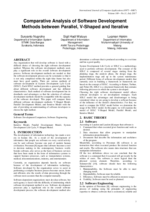 (PDF) Comparative Analysis of Software Development Methods between ...