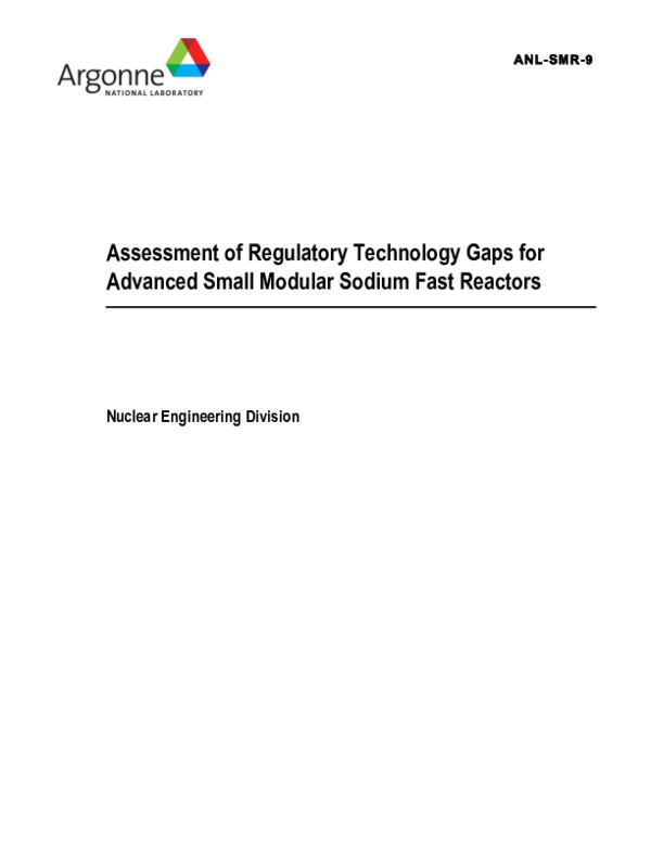 (PDF) Assessment of Regulatory Technology Gaps for Advanced Small Modular Sodium Fast Reactors ...