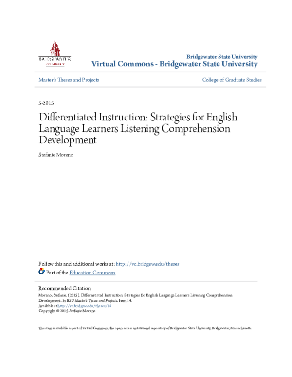 (PDF) Differentiated Instruction: Strategies for English Language ...