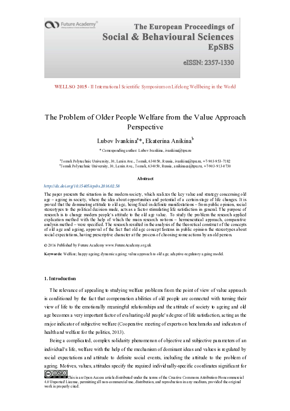 (PDF) The Problem of Older People Welfare from the Value Approach ...