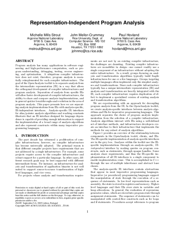(PDF) Representation-independent program analysis
