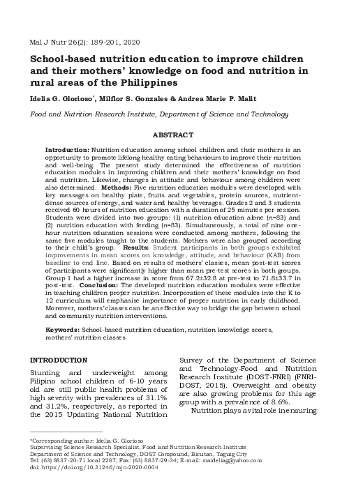 (PDF) School-based nutrition education to improve children and their ...