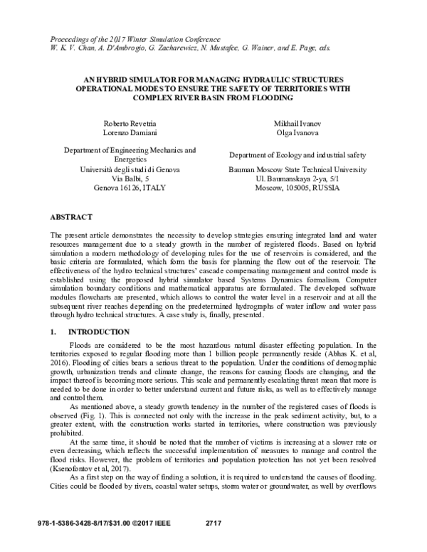 (PDF) An hybrid simulator for managing hydraulic structures operational modes to ensure the ...