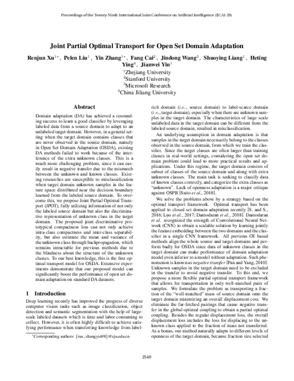 (PDF) Joint Partial Optimal Transport for Open Set Domain Adaptation | shuoying liang - Academia.edu