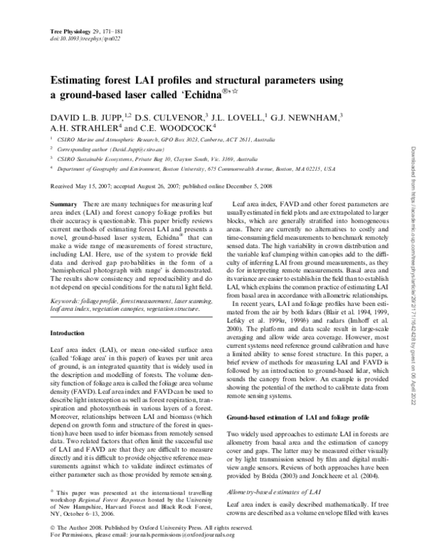 (PDF) Estimating forest LAI profiles and structural parameters using a ...
