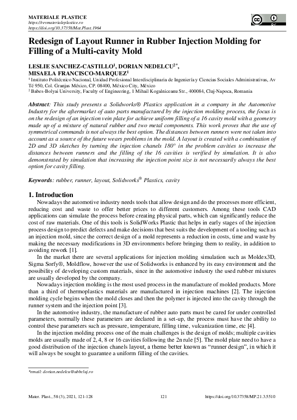 (PDF) Redesign of Layout Runner in Rubber Injection Molding for Filling ...