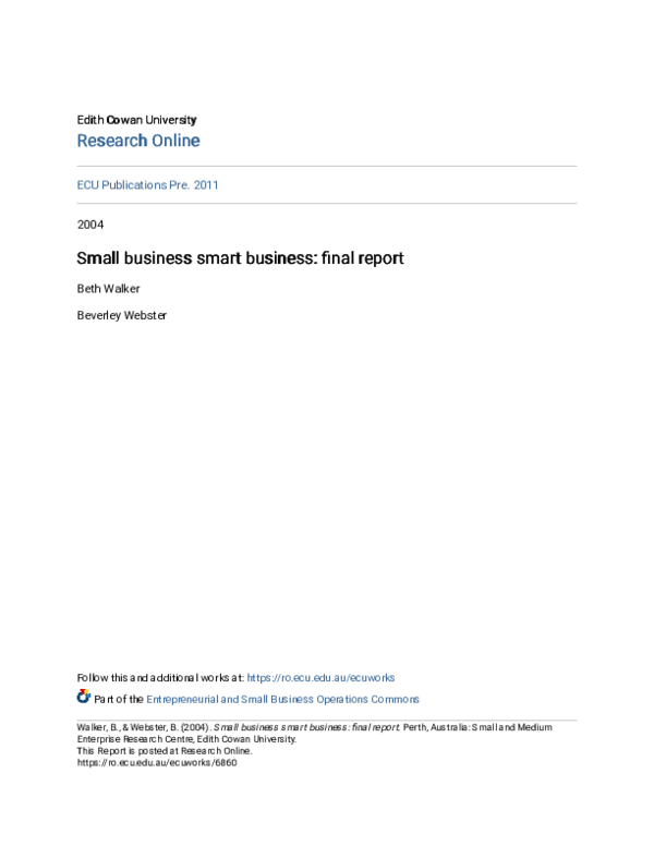 (PDF) Small Business Smart Business: Final Report
