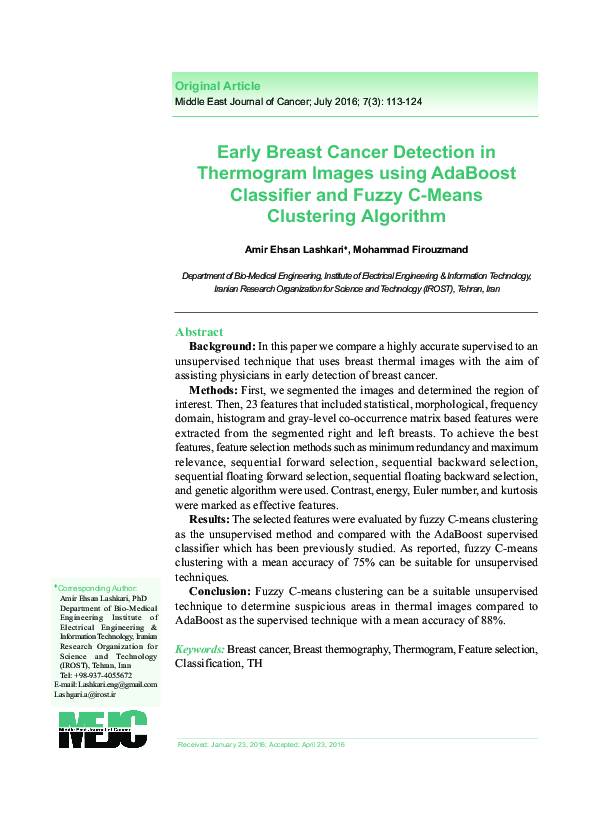 (PDF) Early Breast Cancer Detection in Thermogram Images Using Adaboost ...