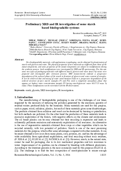 (PDF) Preliminary XRD and IR investigation of some starch based ...