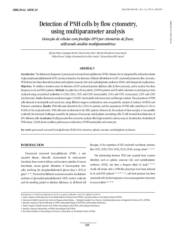 (PDF) Detection of PNH cells by flow cytometry, using multiparameter ...