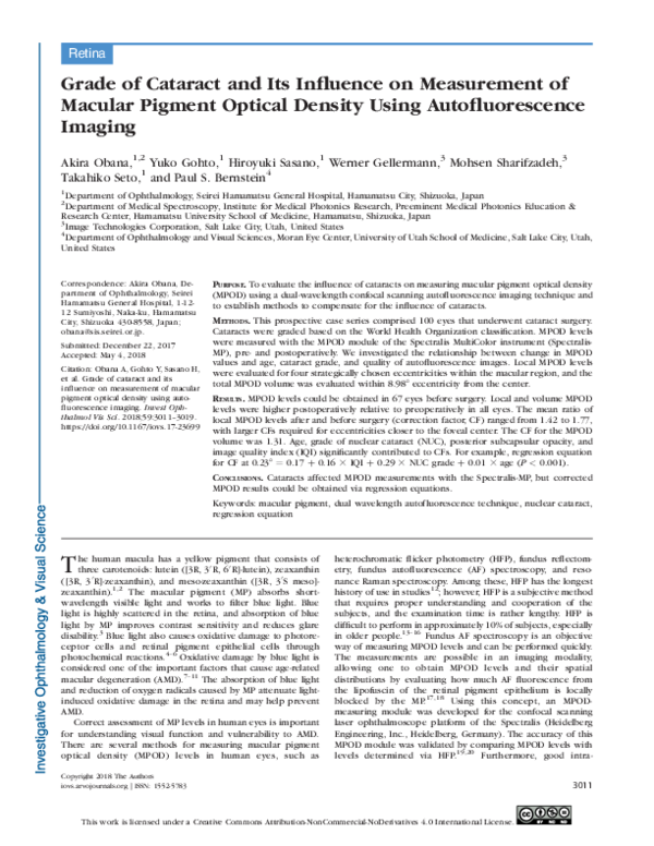 (PDF) Grade of Cataract and Its Influence on Measurement of Macular ...
