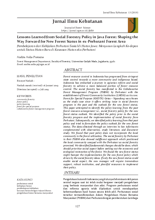 (PDF) Lessons Learned from Social Forestry Policy in Java Forest ...