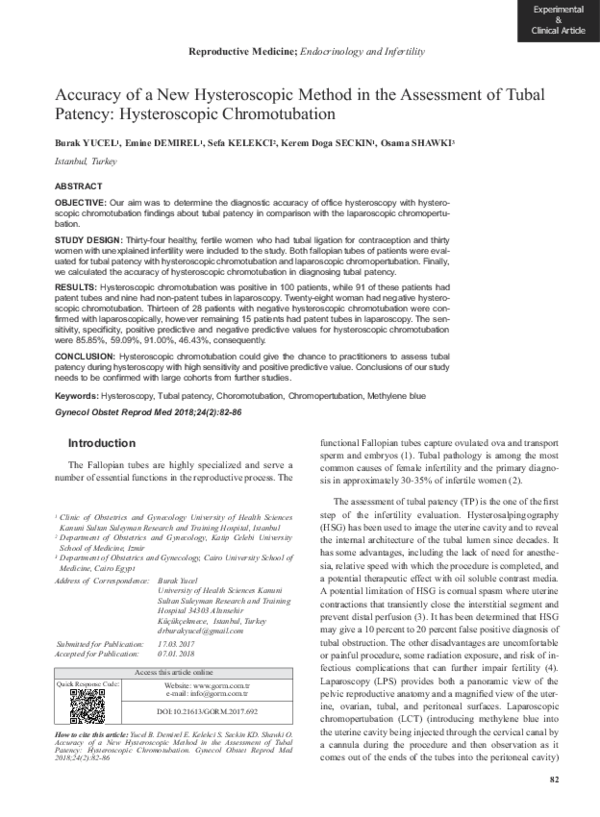 (PDF) Accuracy of a new hysteroscopic method in the assessment of tubal ...