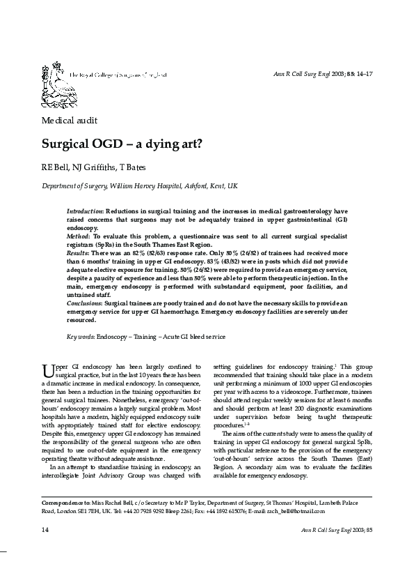 (PDF) Surgical OGD – a dying art?