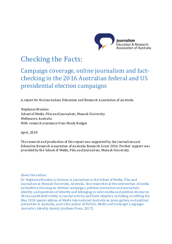 (PDF) Checking the Facts: Campaign coverage, online journalism and fact ...