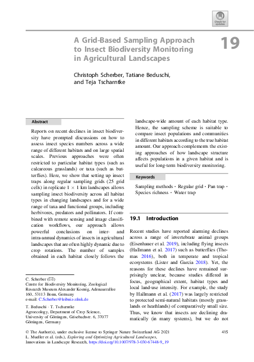 (PDF) A Grid-Based Sampling Approach to Insect Biodiversity Monitoring ...