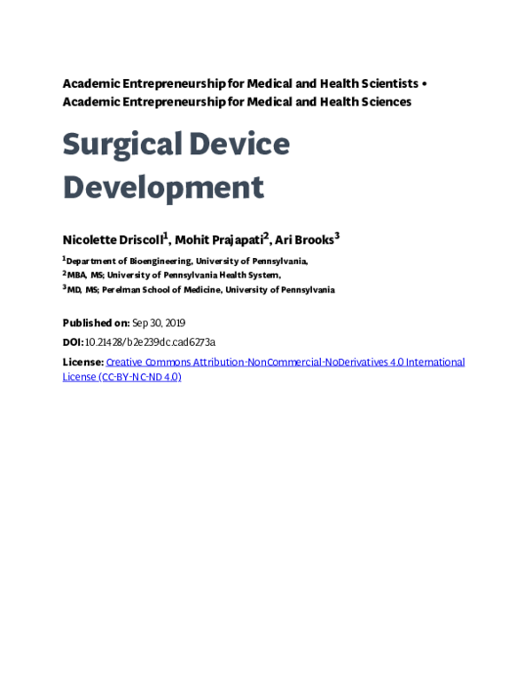 (PDF) Surgical Device Development