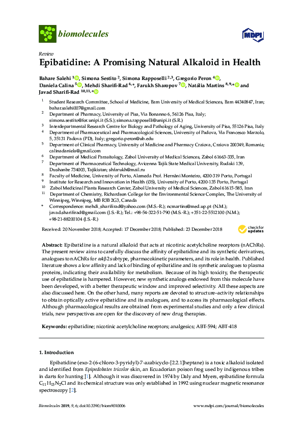 (PDF) Epibatidine: A Promising Natural Alkaloid in Health