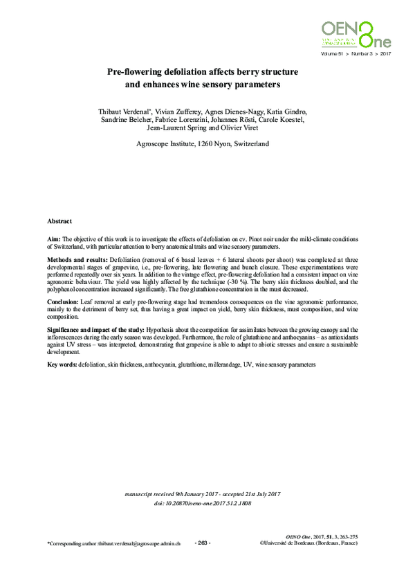 (PDF) Pre-flowering defoliation affects berry structure and enhances ...