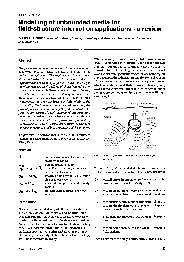 Pdf Modelling Of Unbounded Media For Fluid Structure Interaction Applications A Review