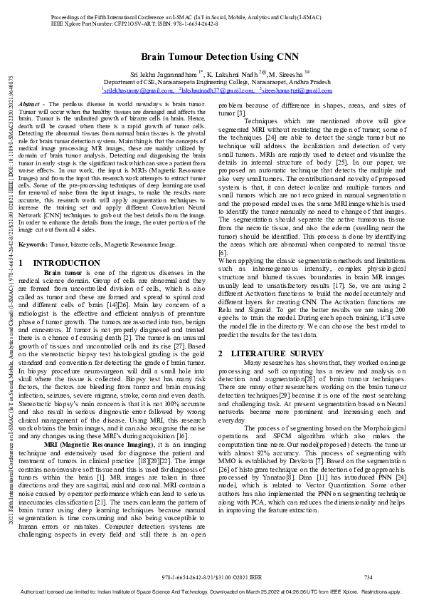 (PDF) Brain Tumour Detection Using CNN (PDF) Brain Tumour Detection Using CNN