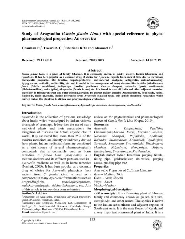 (PDF) Study of Aragvadha (Cassia fistula Linn.) with special reference ...