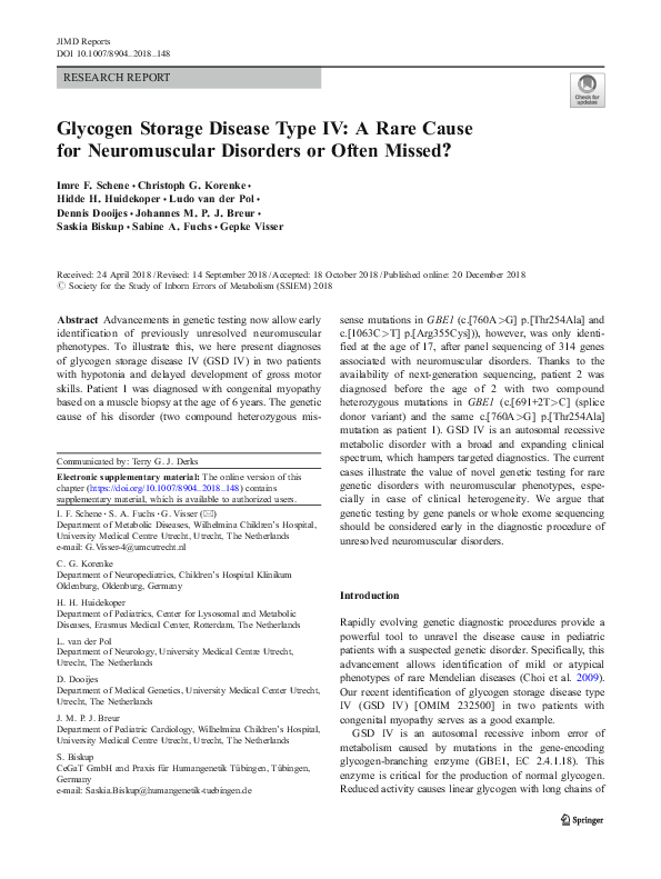(PDF) Glycogen Storage Disease Type IV: A Rare Cause for Neuromuscular ...