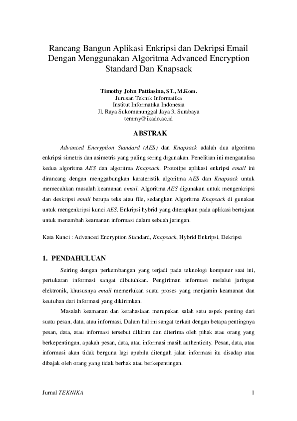 (PDF) Rancang Bangun Aplikasi Enkripsi dan Dekripsi Email Dengan ... (PDF) Rancang Bangun Aplikasi Enkripsi dan Dekripsi Email Dengan ...
